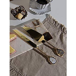 Best Home Fashion Agate Cake Serving Set - AGATE - 2.25” W x 10.0” L