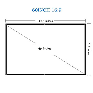 60 Inch 16:9 HD Projector Screen Nell Zimi Portable Foldable Screen Anti-Crease Indoor Outdoor Projector Movies Screen for Home Theater Support Double Sided Projection