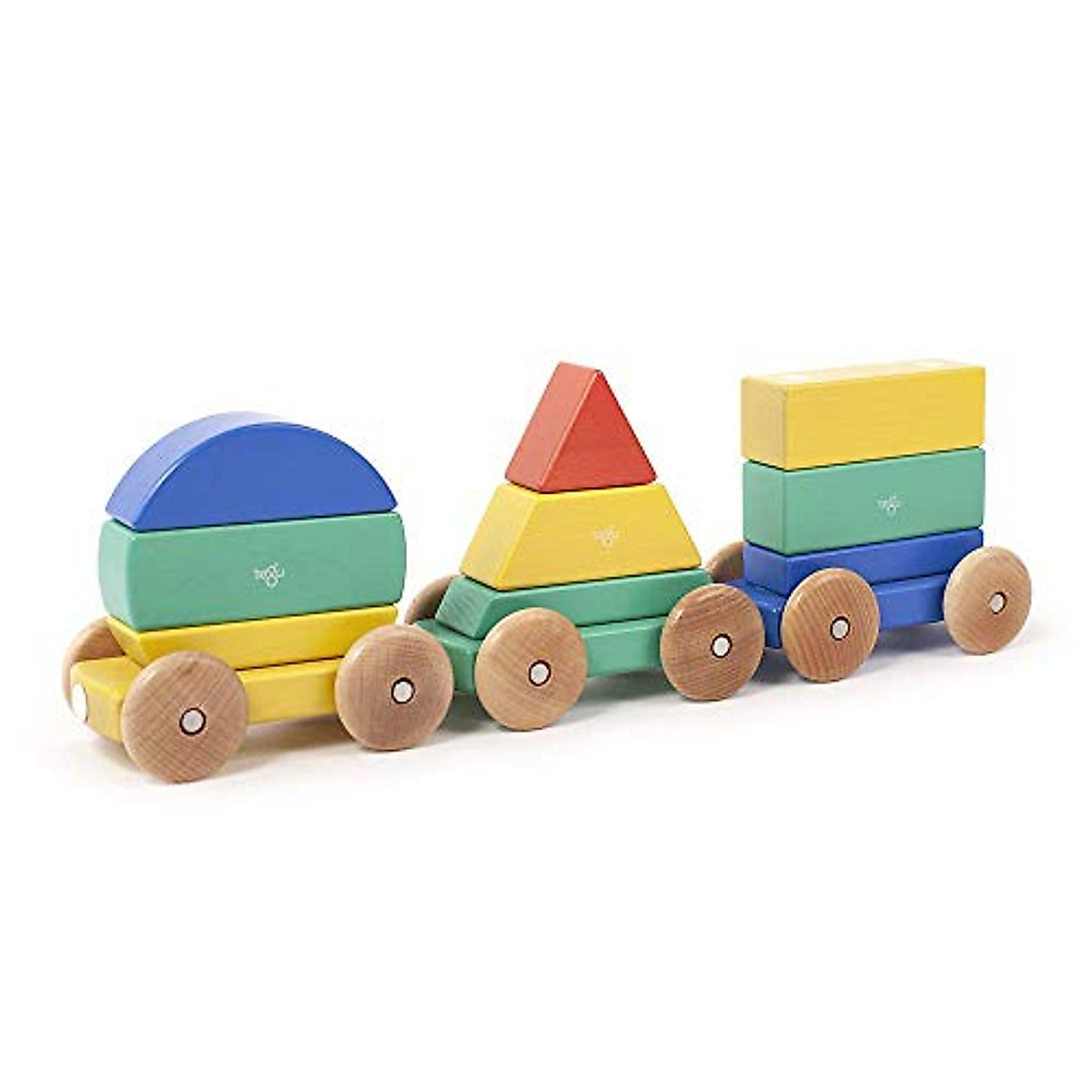 9 Piece Tegu Magnetic Shape Train Building Block Set, Rainbow