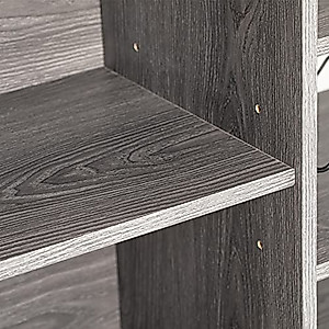 SOSPIRO Bar Cabinet with Wine Rack, LED Lights Industrial Coffee Bar Cabinet for Liquor and Glasses, Liquor Cabinet Bar for Home, Wine Bar Cabinet with Adjustable Shelves (Grey)