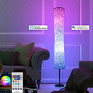 BLUEYE Floor Lamp,RGBCW 2700K-6500K,APP & Remote&Smart Voice Control, 2 X 60W Equivalent, No Hub Required,Compatible with Alexa Google Assistant, 60'' Standing Lamp for Bedroom, Similar Fabric