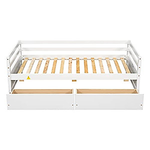 ODC Twin Size Daybed with Two Storage Drawers, Multifunctional Wood Sofa Bed Modern Daybed with Slat Support for Bedroom Living Room
