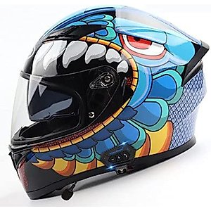 YMKJGZS Motorbike Motorcycle Modular Bluetooth Helmet DOT Approved Flip Up Front Helmets Integrated Dual Anti-Fog Visors Full Face Street Racing Helmet for Adults Men Women (14,M(57-58CM))