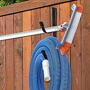 Pool Pole Hanger for Fence（4 Pack） Black Pool Equipment Hooks Heavy Duty Pool Tool Organizer for Telescopic Poles, Skimmers, Leaf Rakes,Pool Hose,Garden Tools,Brushes and Swimming Pool Accessories