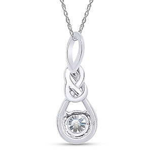 SAVEARTH DIAMONDS 1/2 Carat Round Cut Lab Created Moissanite Diamond Love Knot Solitaire Pendant Necklace In 14k White Gold Over Sterling Silver With 18" Chain (VVS1 Clarity, 0.50 Cttw)