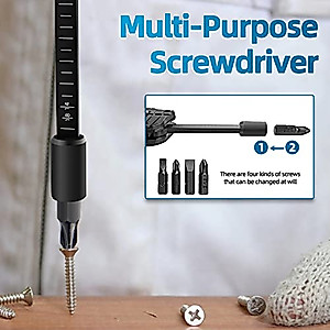 Pocket Knife, Christmas Stocking Stuffers 7 In 1 Multitool Stainless Steel Folding Knife with Screwdrivers Safety Lock Camping Accessories Survival Gear Gifts for Him Men Dad Husband Boyfriend (Black)