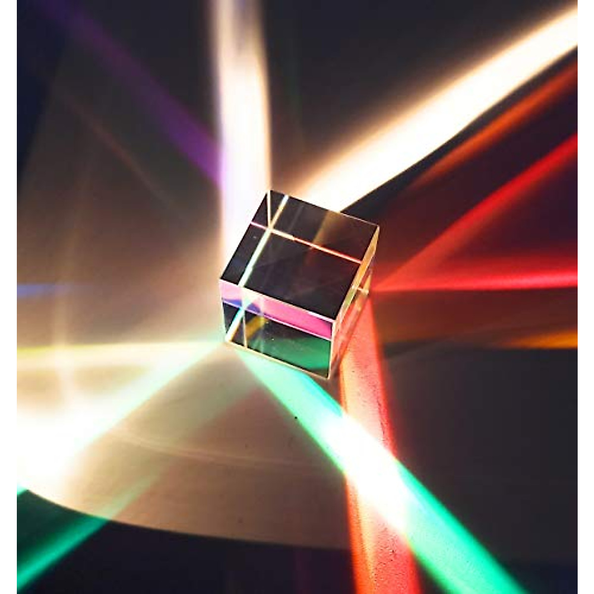 Labnique 25 mm Glass Cube Prism, RGB Dispersion Prism, X-Cube, Dichroic Cube, for Teaching of Optics, Photo Effects, and Decoration