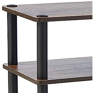 Furinno Just 3-Tier Turn-N-Tube End Table / Side Table / Night Stand / Bedside Table with Plastic Poles, 2-Pack, Columbia Walnut/Black
