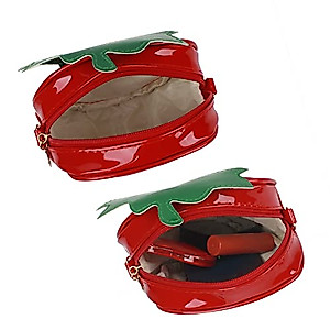 Goclothod Fruit Strawberry Shaped Purse Cute Leather Shoulder Bag Mini Tote Cross Body Bag