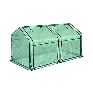 Quictent Portable Mini Cloche Greenhouse w/ Elevated Bottom, Roll-up Zippered Window Waterproof UV-Resistant Hot House for Indoor Outdoor Gaden, Plus 50 T-Shaped Plant Tag, 71" x 36" x 36" (Green)