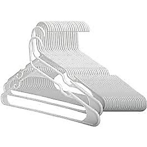 20-Pack White Notched Plastic Clothes Hangers - Durable, Space-Saving, and Closet Organizing Solution - Perfect for Shirts, Pants, Dresses, and More