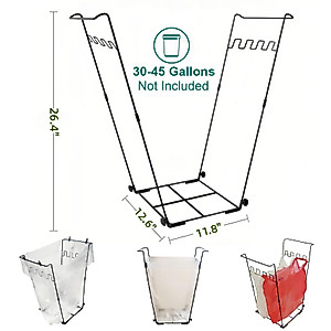 Niurui Garden Trash Bag Holder - Outdoor Leaf Bag Support Stand Multi-Use Metal Garbage Bag Holder Frame Holds 30-45 Gallons Bag for Leaves, Camping, Yard Weeding, Lawn Party