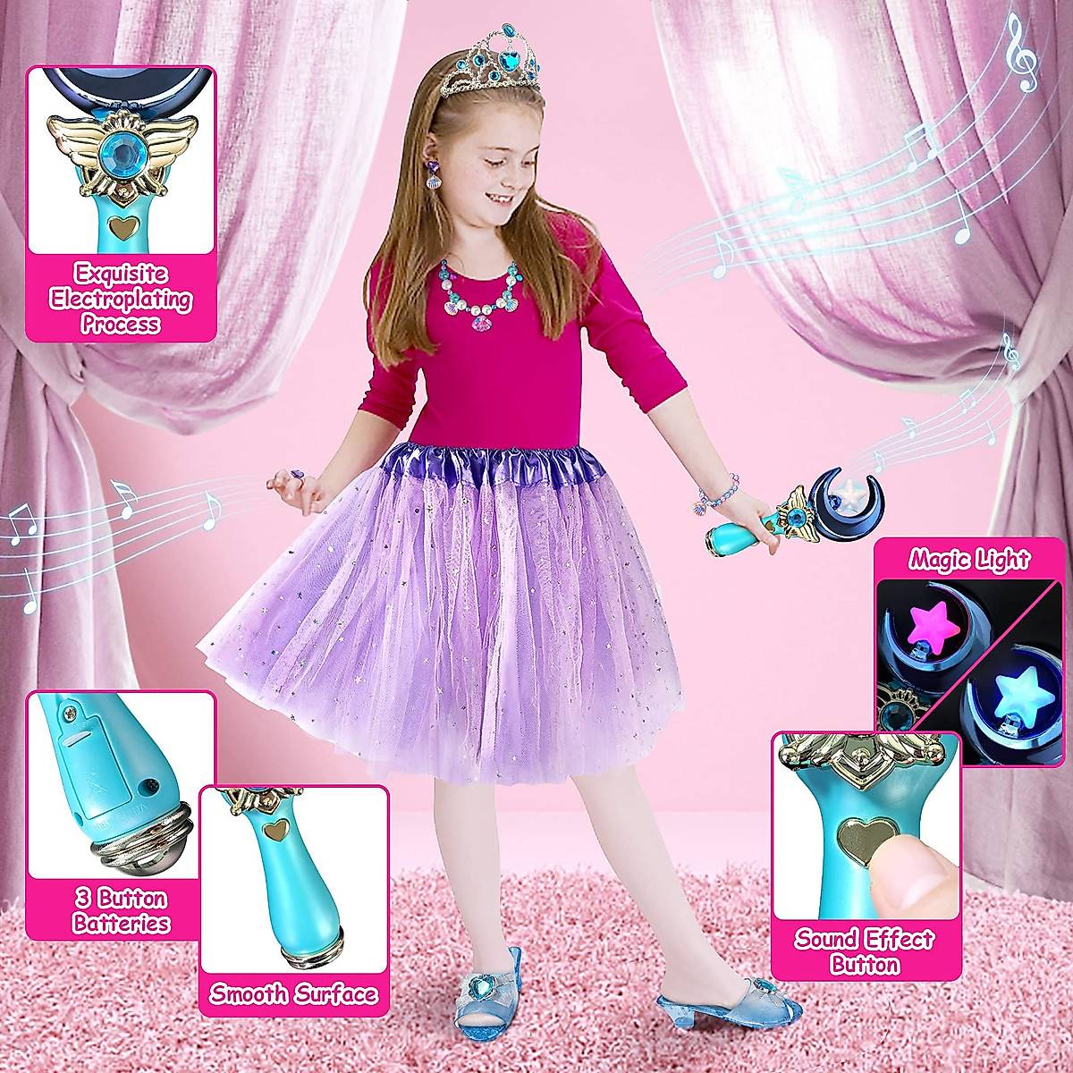 Heyzeibo Princess Makeup Dress Up Toys Set, Kids Pretend Play Makeup Starter Kit Include All Your Girl Needs to Play Dress Up with Stylish Bag Shoes Jewelry for 3-12 Years Old Kids Birthday