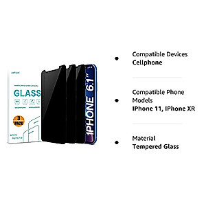 [3 Pack] Privacy Screen Protector for iPhone 11/iPhone XR Anti-Spy Tempered Glass Film Upgrade 9H Hardness Case Friendly Easy Installation Bubble Free 3D Touch Support [6.1 inch]