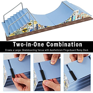 Aestheticism Half-Pipe Ramp Skate Park Kit, Bigger Fingerboard Ramps Set with 11 pcs Finger Toys Set Including Fingerboard, Bike, Scooters, Clothing & Big Non-Slip Mat