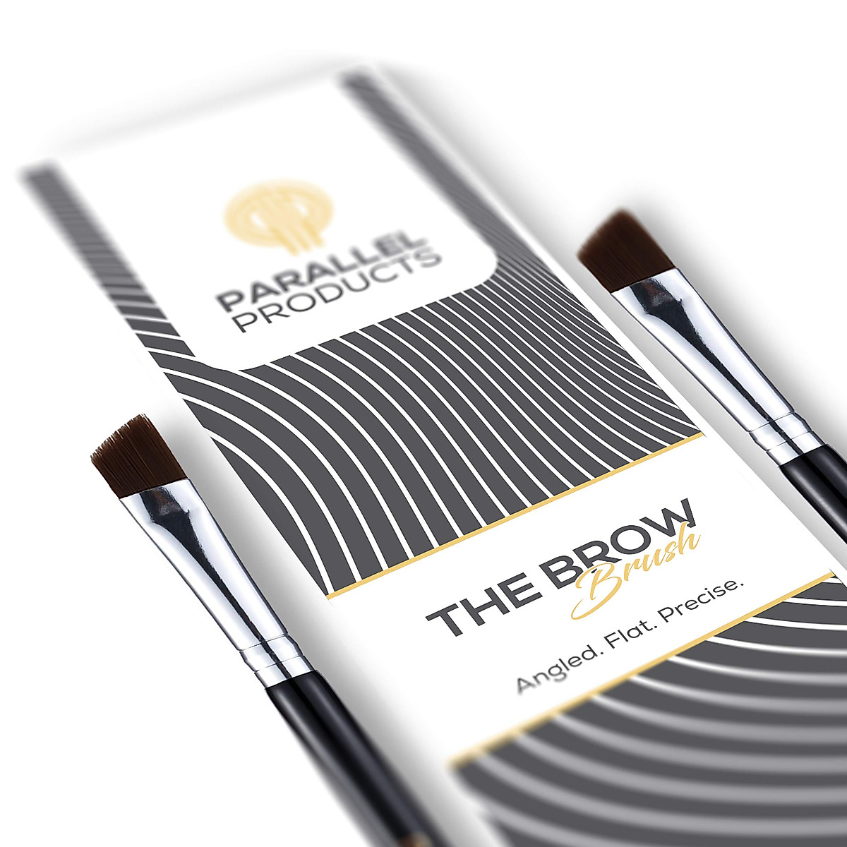 Parallel Products - The BROW Brush - (2 Pack) Premium Angled Eyebrow Brush for Powder, Henna, Cream, Tint, Makeup, Gel, Lamination and Wax