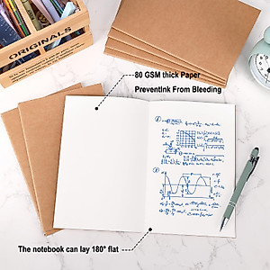 EOOUT 24 Pack Kraft Notebooks, Journals in Bulk, Blank Paper Sketchbooks, 60 Pages, 30 Sheets, 80GSM, 8.3x5.5 Inch, A5 Size, Travel Journal Set, for Gifts, Students and Office Supplies