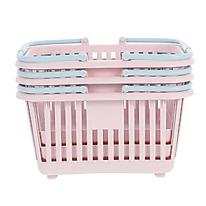 Kisangel Toy Shopping Basket 3pcs Plastic Portable Baskets with Handles Mini Shopping Basket Play Grocery Basket Toys Storage Organizer for Kids Kids Basket