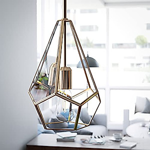 Kenroy Home 93891BAM Gemma 1 Light Pendant with Clear Glass with Burnished Antique Metal Finish, Rustic Style, 14" Height, 9.438" Width, 9.438" Depth