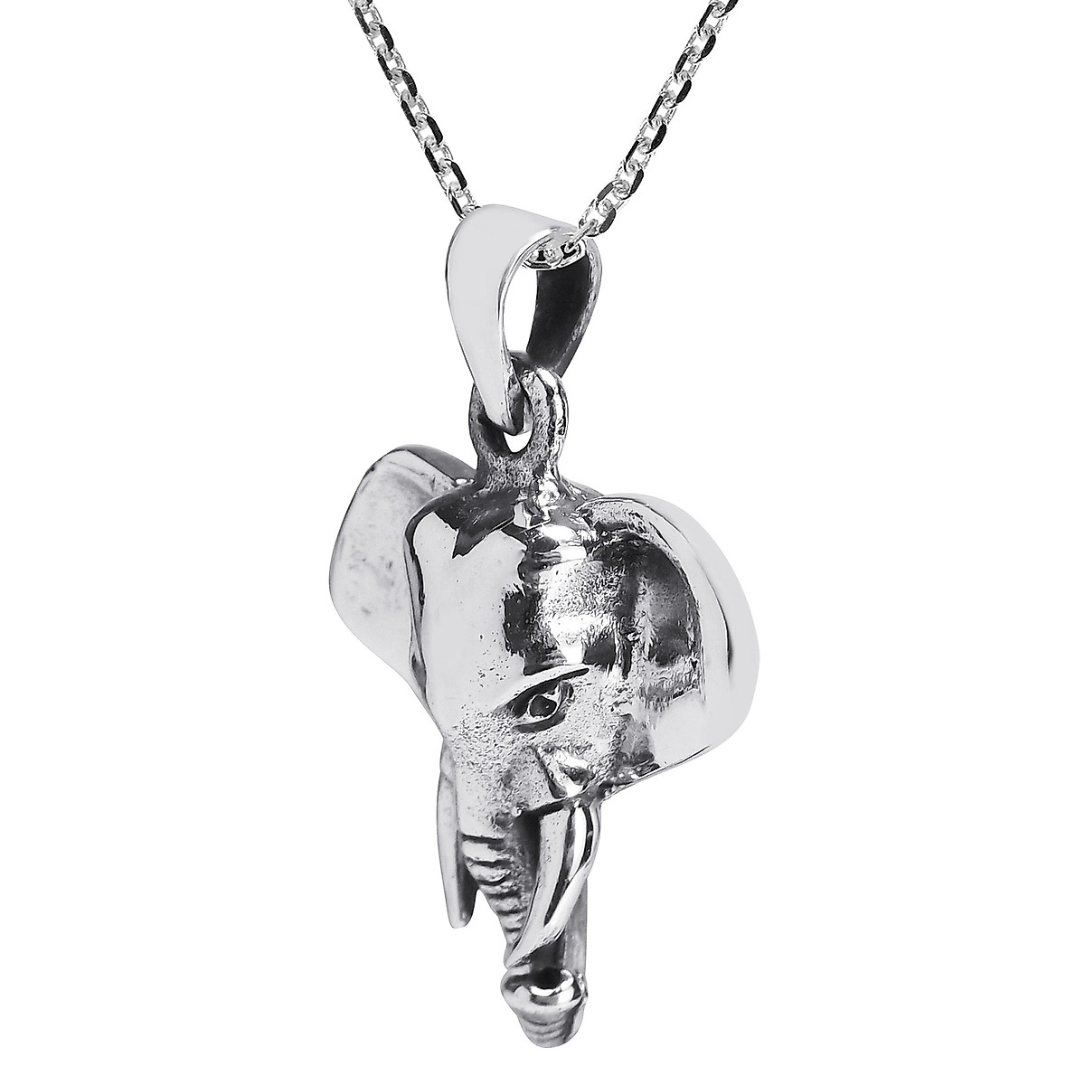 AeraVida Trendy Safari Elephant Head .925 Sterling Silver Pendant Necklace | Casual Necklace Jewelry for Women | Jewelry Gift