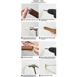 BOOMLATU Modern Brass & Wood Wall Mounted Drying Rack,Simple Space Saver Clothes Hanger for Living Balcony Bathroom Laundry Room (Beech)