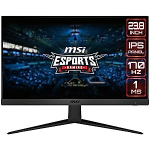 MSI G2412, 24" Gaming Monitor, 1920 x 1080 (FHD), IPS, 1ms, 170Hz, FreeSync Premium, HDMI, Displayport, Tilt, Black