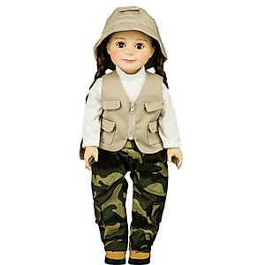 The Queen's Treasures 18 Inch Doll Clothes & Accessories, 4 Pc Fishing Outfit with Pants, Hat, Vest & Shirt, Compatible for Use with American Girl Dolls, Doll NOT Included