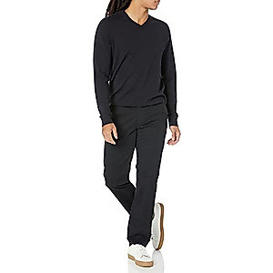 Amazon Aware Men's Regular-Fit Merino Wool V-Neck Sweater (Available in Tall), Black, X-Large