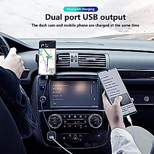 MEIRIYFA Dash Cam Power Cable, Dash Cam Charger Mini USB, QC3.0 Fast Vehicle Car Charger with Dual USB Ports for Various Models of Car DVR, Navigator, Early Warning (11.5FT)