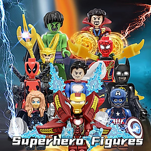 FILDANCO 10 Pcs Minifigures Building Blocks Kit, Superhero Action Figures Toys Gifts for Birthday, Christmas, Easter, Children's Day for Superhero Fans Kids Boys Girls