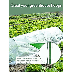 6PCS 25.6 x 31.5 in Garden Hoops, Greenhouse Hoops Kit with 24.6 x 8.2 ft Garden Mesh Cover Net & 24pcs Clips for Vegetable Flowers Fruits Plants Greenhouse Protection from Birds Animals