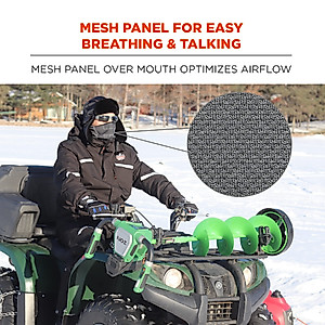 Ergodyne N-Ferno 6823 Balaclava Ski Mask, Wind-Resistant Face Mask, Hinged Design, Each, Black, One Size