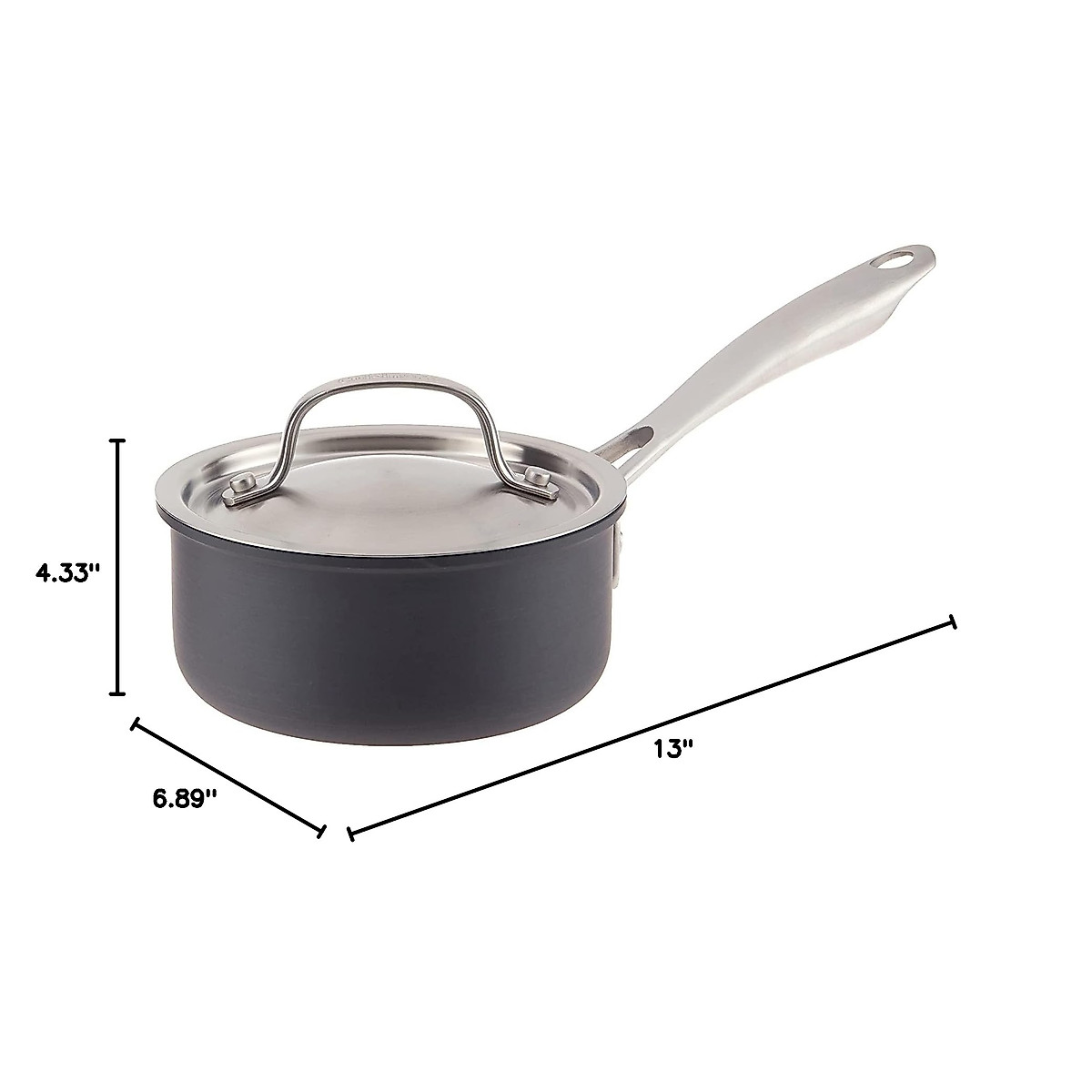 Cuisinart GG19-14 GreenGourmet Hard-Anodized Nonstick 1-Quart Saucepan with Cover, Black/Stainless