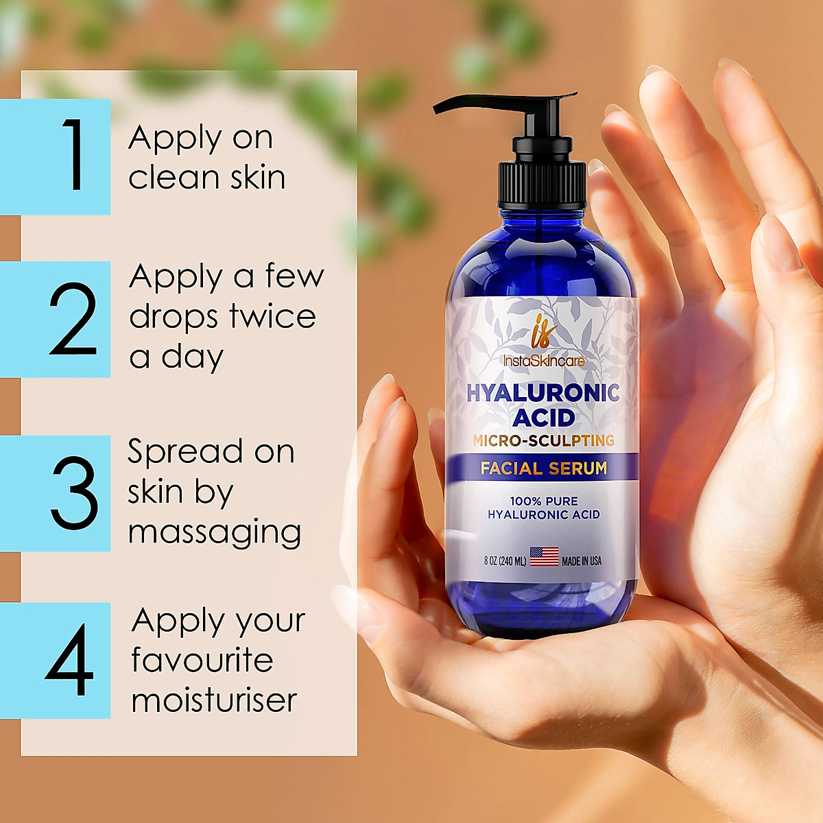 Hyaluronic Acid for Skin - 100% Pure Medical Quality Clinical Strength Formula - Anti aging formula (8 oz)