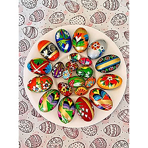 Importer AM Polish Easter Handpainted Wooden Eggs (Pisanki), Set of 6 Medium Eggs