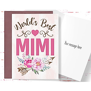 Audacious Cards Mother's Day Card for Mimi, Birthday Card for Mimi, World's Best Mimi Greeting Card for All Occasions