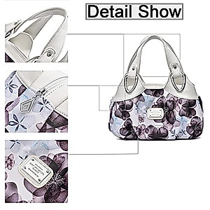 SMOOZA Luxury Handbags Flower Design Top-handle Ladies Handbag Women Shoulder Bags PU Leather Messenger Purse Bag Female Tote (White Pink)