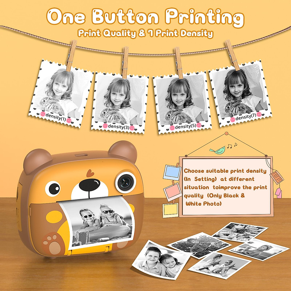 Kids Instant Camera for 3-12 Years Old Kids Toddlers Childrens Boys Girls Birthday Gifts 2.4 Inch Screen 12MP / 1080P HD Video Camera Baby Instant Print Digital Camera