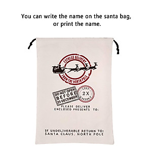 HBlife Personalized Santa Sack, Christmas Gift Bag Santa Bag Cotton with Drawstring Size 19.7 x27.6 Inch (Red)