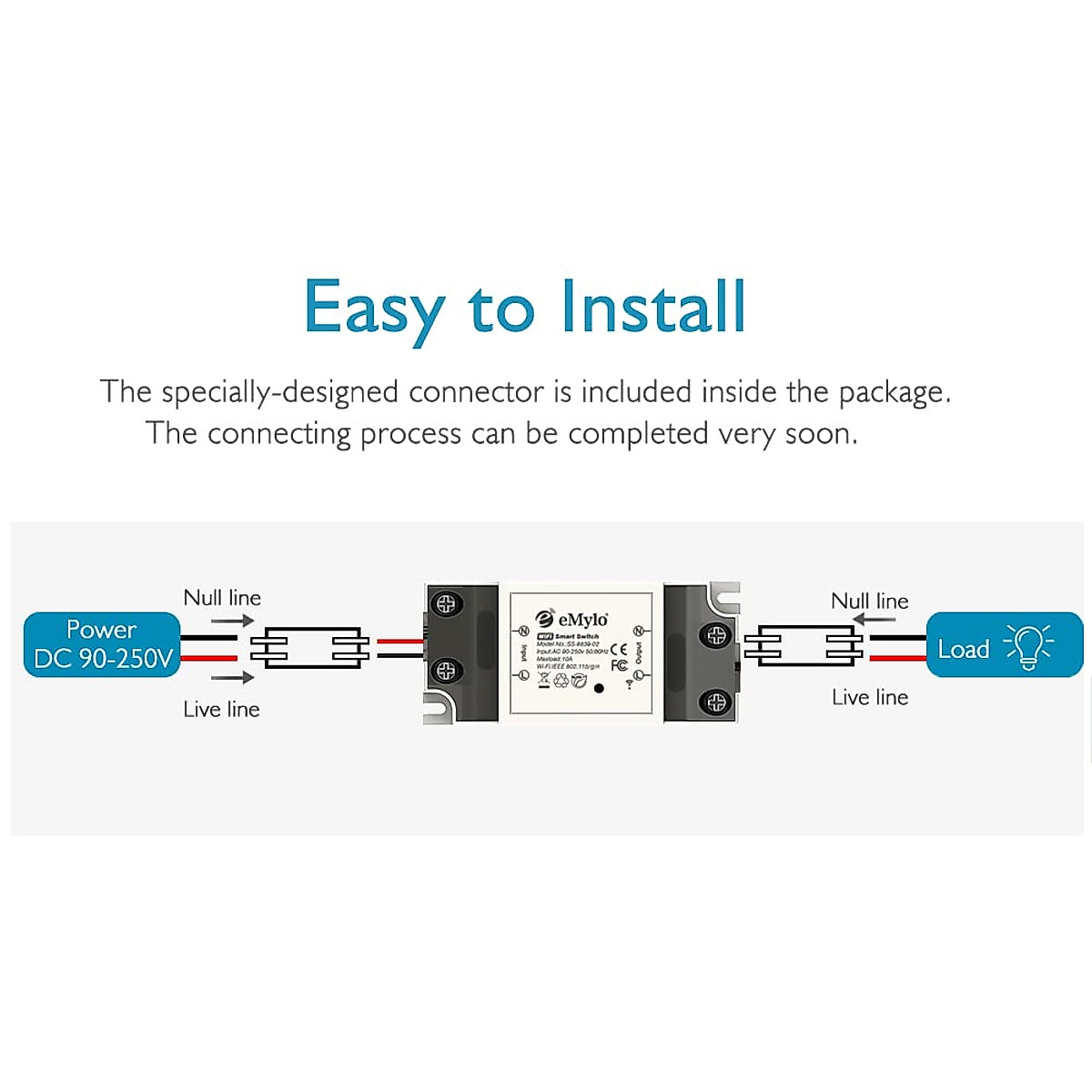Wifi Switch, Tuya Smart Relay Wireless Remote Control Light Switch Voice Control Outlet Timer Work with Alexa and Google Assistant 90-250V One Channel, 3 Pack