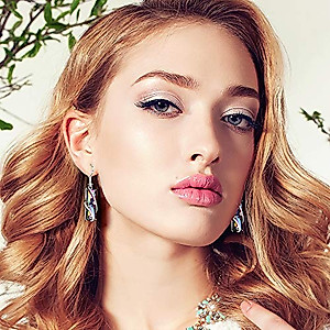 12 Pairs Teardrop Druse Crystal Drop Dangle Earrings for Women Girls Cubic Zirconia Huggie Hoop Earring Jewelry Set Christmas Gifts