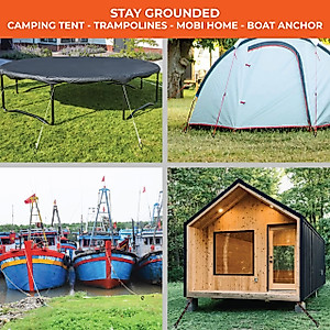 VASGOR 20” Ground Anchors (4pcs) Easy to Use with Drill, 3" Helix Diameter, Heavy Duty Anchor Hook for Camping Tent, Canopies, Car Ports, Sheds, Swing Sets, Securing Animals – Black Powder Coated