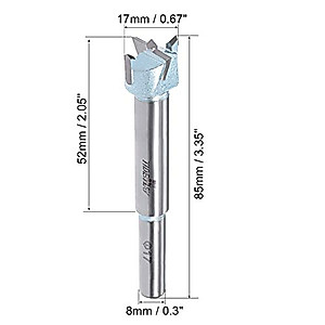 uxcell Forstner Drill Bits 17mm, Tungsten Carbide Wood Hole Saw Auger Opener, Woodworking Hinge Hole Drilling Boring Bit Cutter (Blue, Silver Tone)