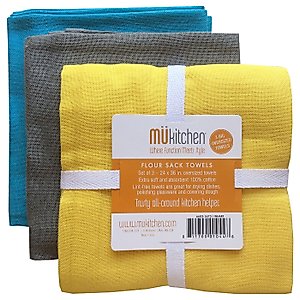 MU Kitchen 24" x 36" Flour Sack Towel - Set of 3, Wharf