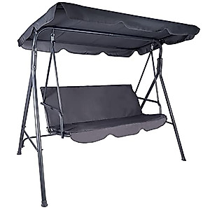 RedSwing 3 Seat Canopy Swing Outdoor, Patio Swing Chair for Porch with Removable Cushions and Adjustable Canopy, Outdoor Porch Garden Swing Glider, Grey