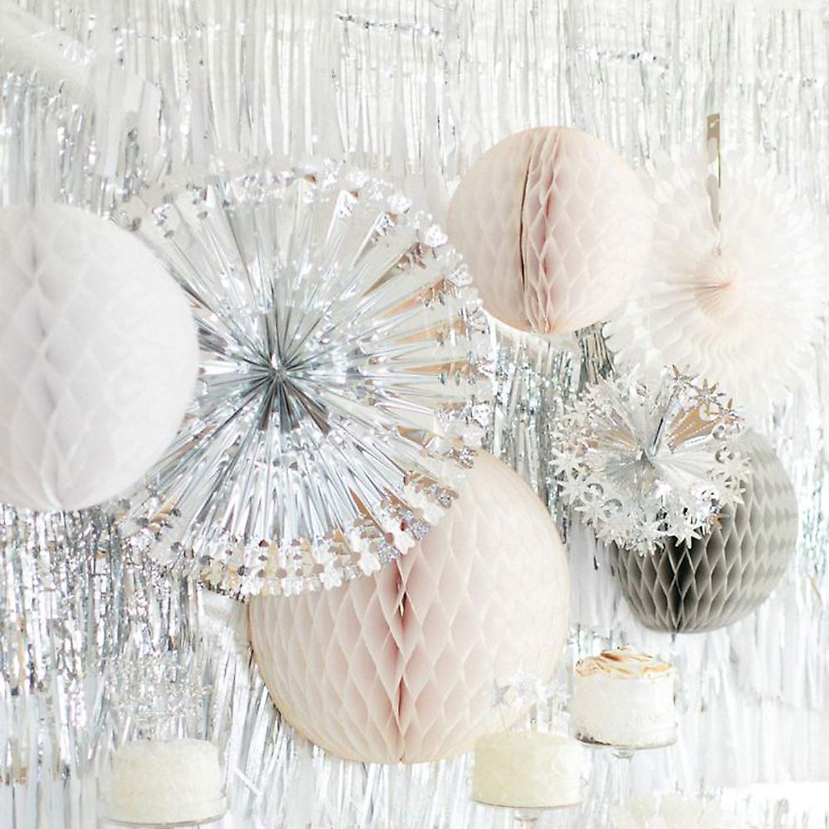 Foil Fringe Curtains Metallic Tinsel Silver Fringe Curtain Photo Booth Backdrop Curtains Decoration for Christmas New Years Eve Birthday Wedding Bachelorette Party Tassel Silver 2 Pack 3.3ft x 9.8ft