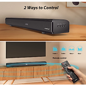 Sound Bars for TV, KMOUK Sound Bar with Built-in Dual Subwoofers, Soundbar with 6 Speakers, 4 Equalizer Mode Bluetooth 5.0, HDMI ARC/Optical/AUX Connection, 100W Soundbar 2.1 with Bass