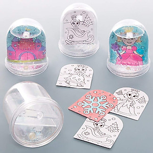 Baker Ross AT168 Snow Princess Color in Snow Globe Kits - Pack of 4, Arts and Crafts for Kids