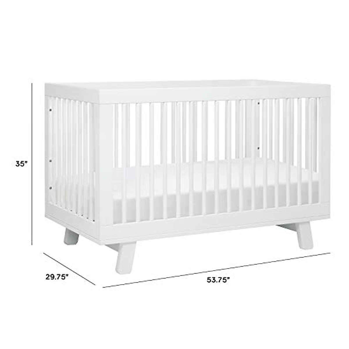 Babyletto Hudson 3-in-1 Convertible Crib with Toddler Bed Conversion Kit in White, Greenguard Gold Certified , 53.75x29.75x35 Inch (Pack of 1)
