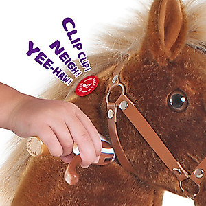 PonyCycle Riding Horse Toy with Brake, Sound Mechanical Pony Classic Model U Brown Giddy up Pony Plush Walking Animal Size 3 for Age 3-5 Years - Ux324